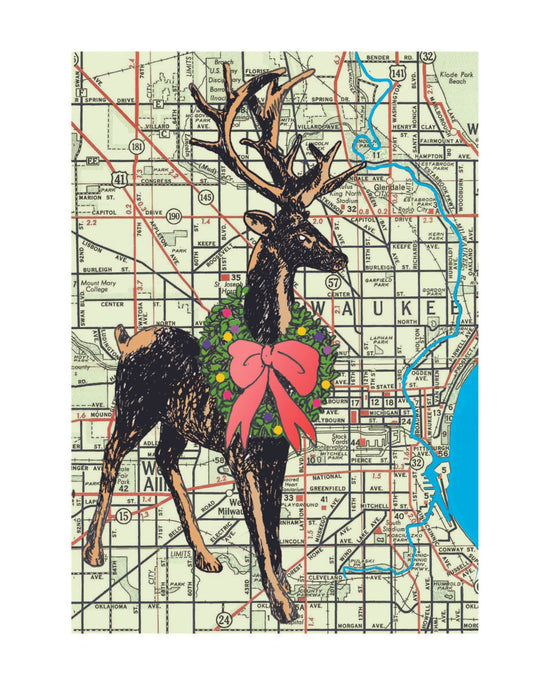 Milwaukee Deer Map Holiday Card
