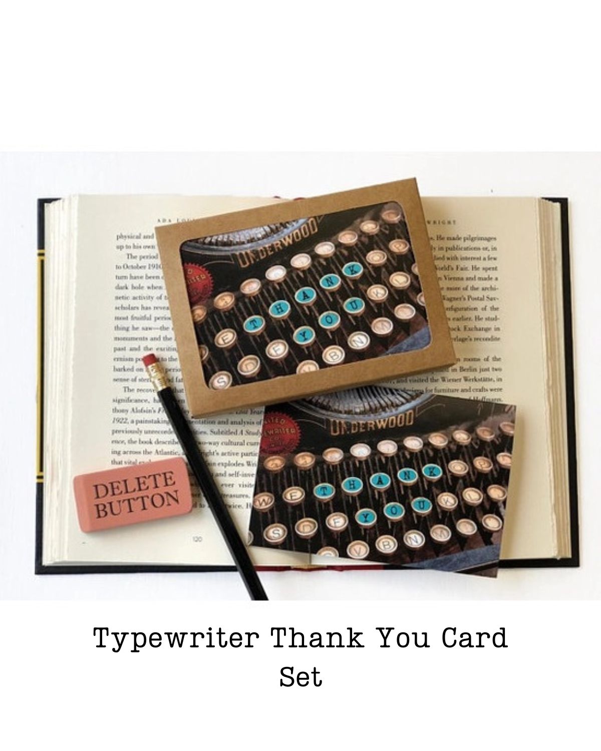 Thank You Vintage Typewriter Note Card Set