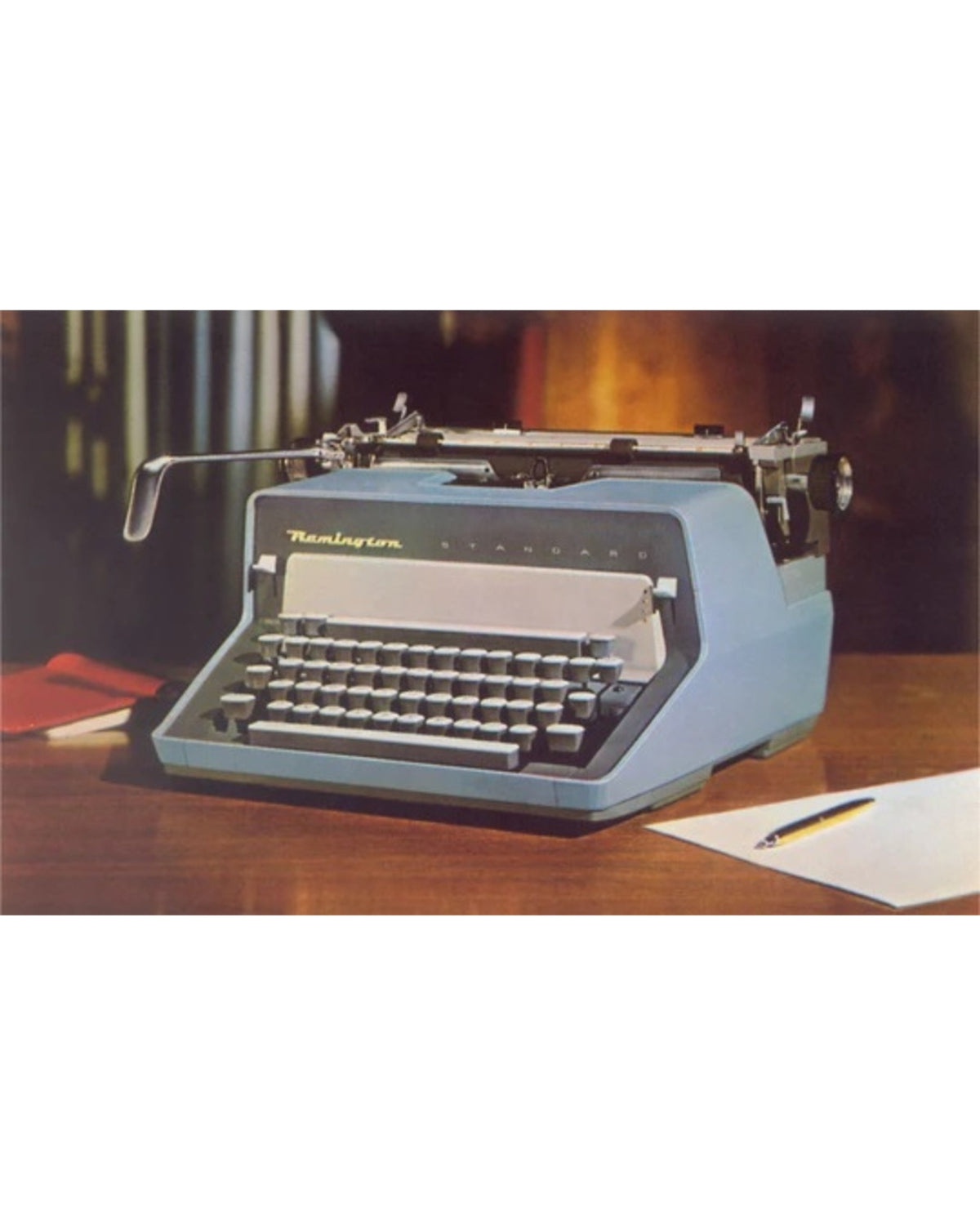 Vintage Blue Typewriter Postcard